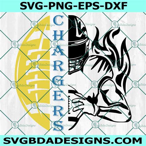 Chargers Half Football Half Player Svg Los Angeles Chargers Svg Svgbdadesigns