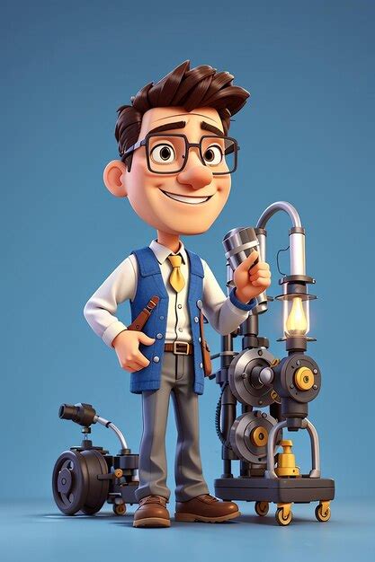 Inventor Cartoon Creative 3d Animation Illustration Premium Ai Generated Image