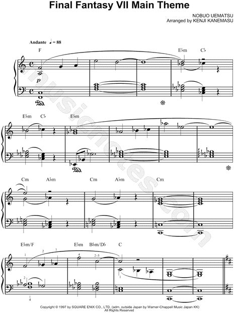 Final Fantasy Vii Main Theme From Final Fantasy Sheet Music Easy