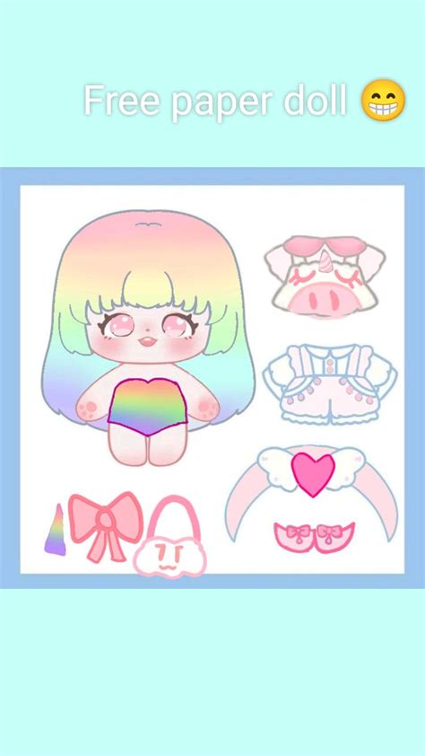 Free Paper Doll 😁 Kawaii Paper Dolls Free Printable Cutecore Paper