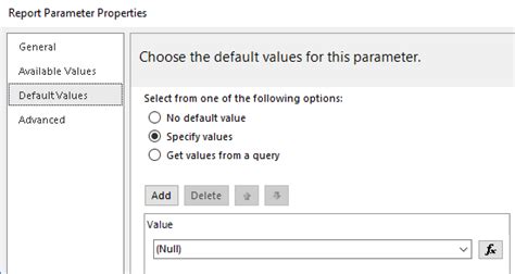 Sql Reporting Optional Parameter With Available Values Set Microsoft Qanda