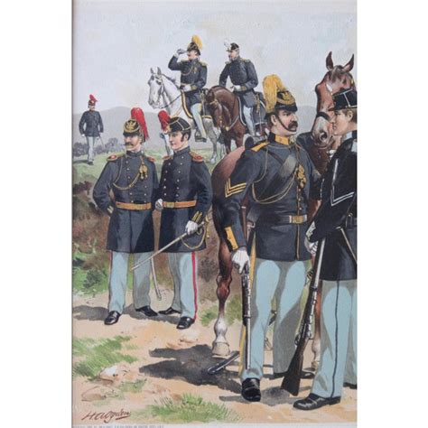 Chromolithograph By H A Ogden Military Uniforms 19th Century