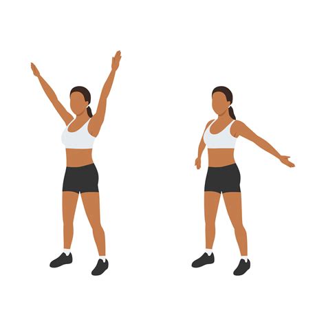 Woman Doing Big Arm Circles Exercise Flat Vector Illustration Isolated