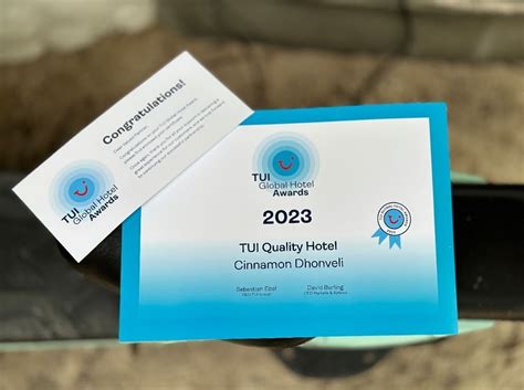 Sanjeeva Perera On Linkedin Cinnamon Dhonveli Was Awarded As A ‘tui Quality Hotel At The ‘tui