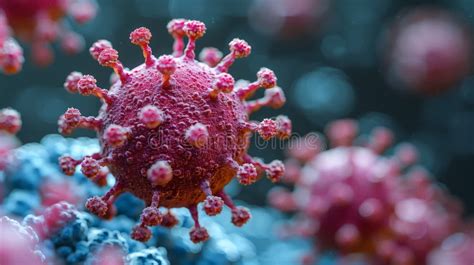 Close Up View Of A Virus Infecting A Host Cell Stock Image Image Of