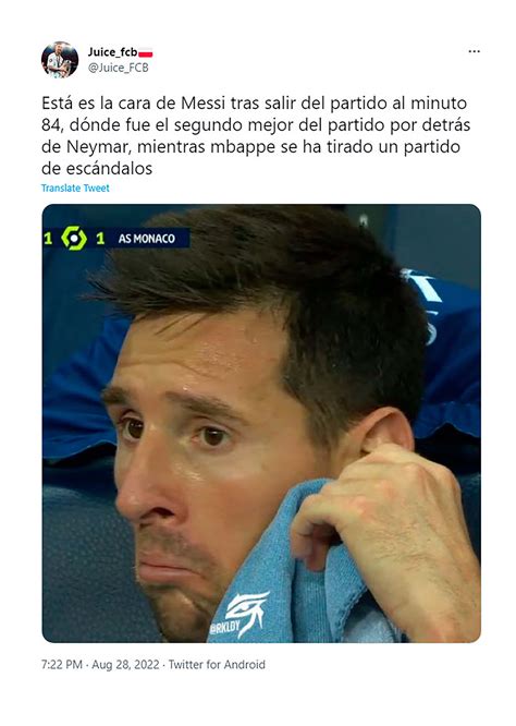 Los Mejores Memes Por El Cambio De Messi En El Psg Y Su Mueca En El Banco Las Críticas Contra