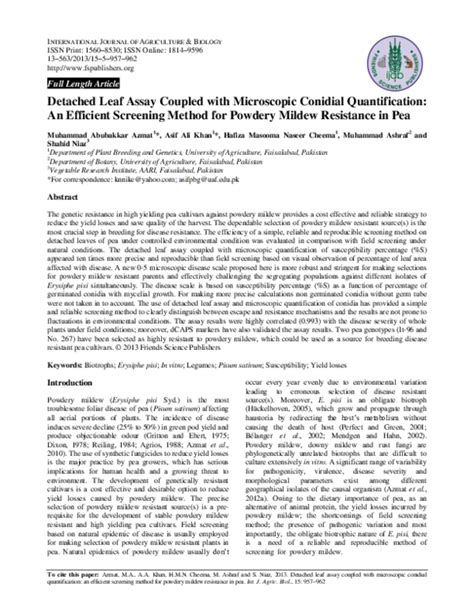 Pdf Detached Leaf Assay Coupled With Microscopic Conidial