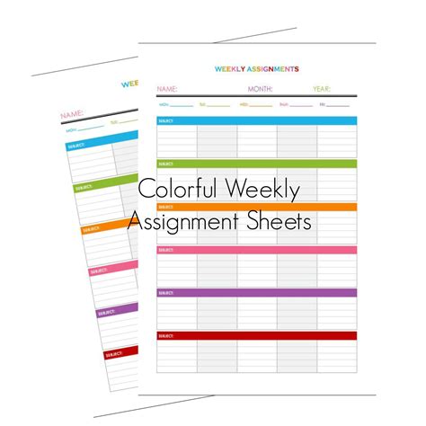 Printable Printable Weekly Assignment Organizer Planner For