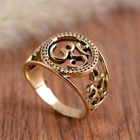 Handmade Brass Om Yoga Ring Unisex Meditation Jewelry Etsy