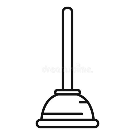 Simple Line Art Of A Plunger Stock Vector Illustration Of Icon Clean