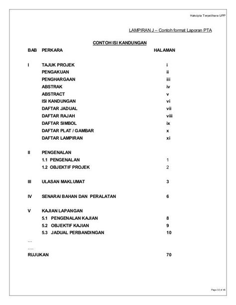 Contoh Report Dan Senarai Isi Kandungan