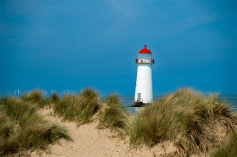The Sand Dunes And The Grade Ii Listed Building Point Of Ayr Lighthouse At Talacre Beach In