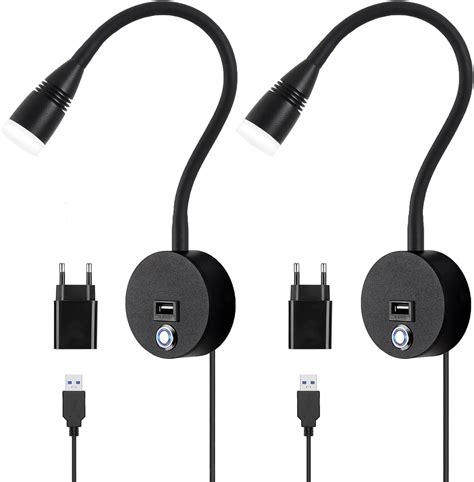 Ledmo Lampe Chevet Murale 2 Pack Lumières Applique Liseuse Led Col De