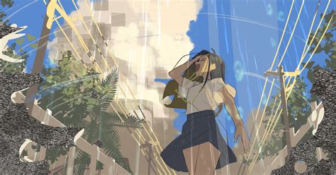 100日チャレンジ 『イヤホンと蝉時雨』 しばいぬ お仕事募集中のイラスト Pixiv
