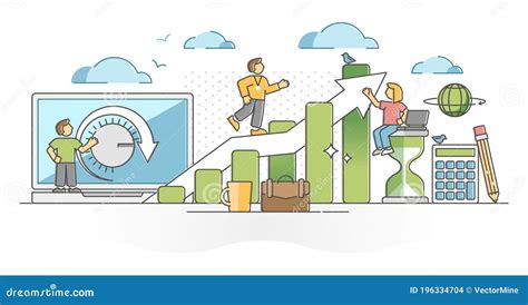 Work Efficiency Banner Woman With Laptop Flying Vector Illustration