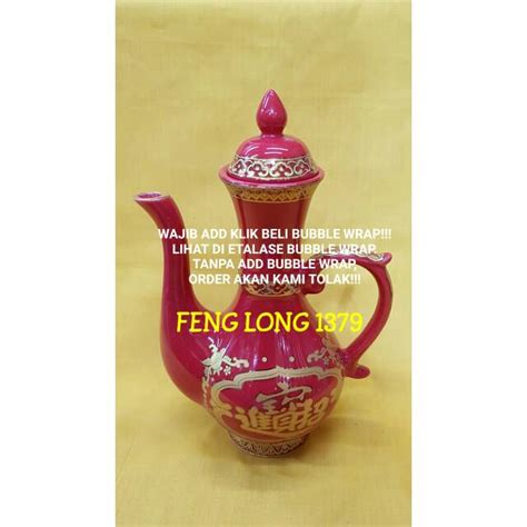 Jual Teco Teko Teko Arak Puja Cao Cai Jin Bao Keramik Merah Ukuran