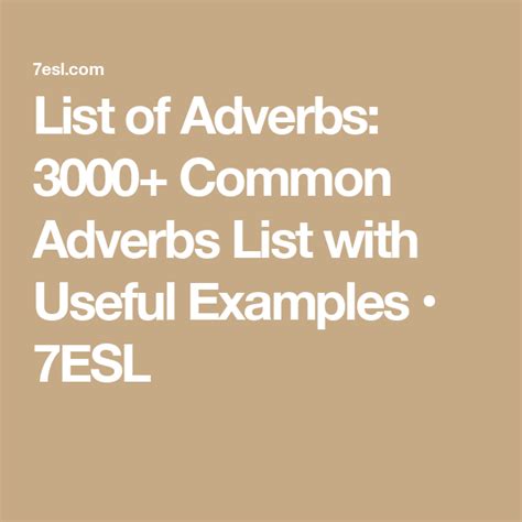 List Of Adverbs 3000 Common Adverbs