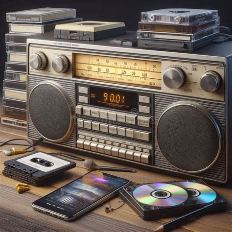 Retro Cassette Radio And Cd Player For Classic Music Lovers Stock