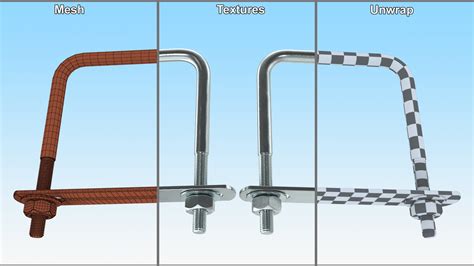 3d U Bolt Bracket Square Steel Model Turbosquid 1958449