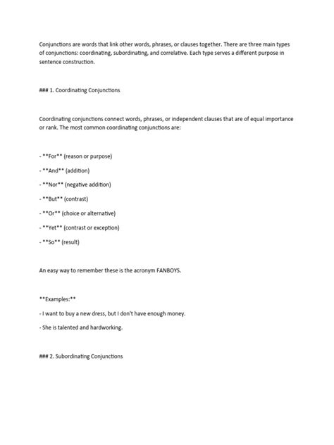 Conjunctions And Its Types Pdf Linguistics Linguistic Typology