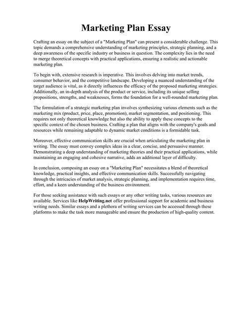 Marketing Plan Essay Pdf