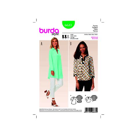 Burda B6633 Womens Tunic Sewing Pattern Burda Sewing Pattern 6633