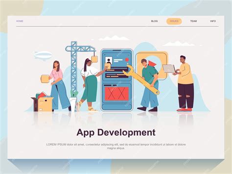 Premium Vector App Development Web Concept For Landing Page In Flat Design Man And Woman