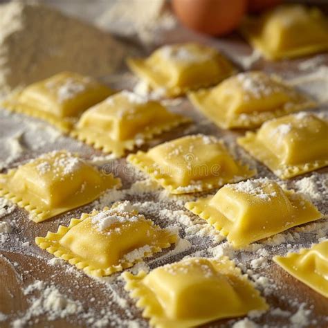 Fresh Homemade Ravioli Dough On A Floured Surface Ready For Cooking