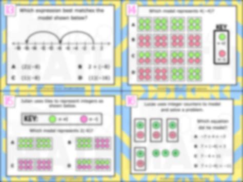 63c Modeling Integer Operations Staar Test Prep Teks Task Cards