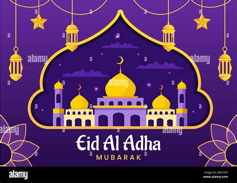Happy Eid Al Adha Mubarak Vector Illustration Of Muslims Celebration