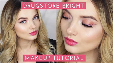 Drugstore Bright Summer Makeup Tutorial Mypaleskin Youtube