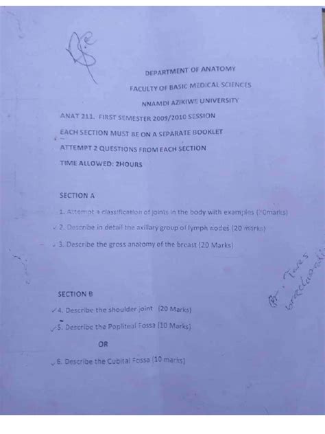 Anatpioandbch Past Questions Chs Nauth Library Pdf