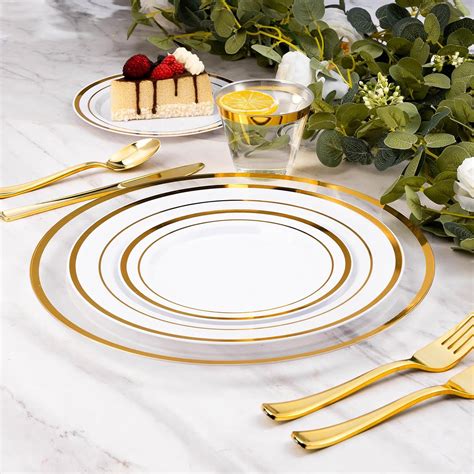 Goodluck 12 Inch Charger Plates 25 Pack White Charger Plates With Gold