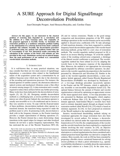 Pdf A Sure Approach For Digital Signalimage Deconvolution Problems