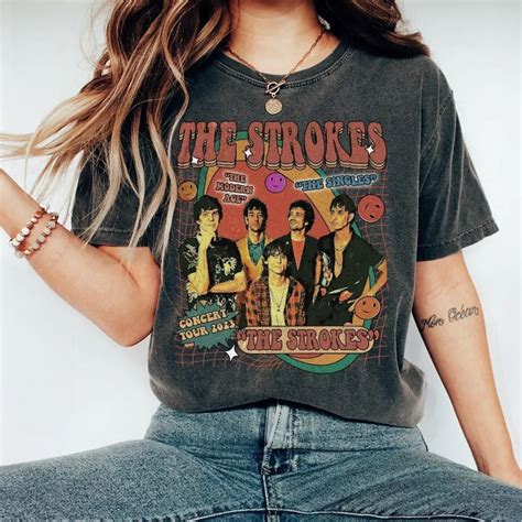 The Strokes Washed T Shirts 2023 Concert Tour Vintage Graphic The
