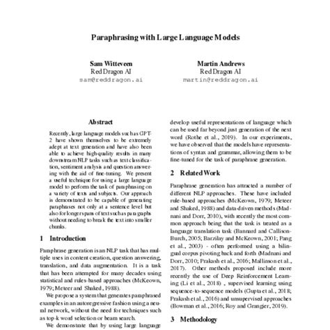 Paraphrasing With Large Language Models Acl Anthology
