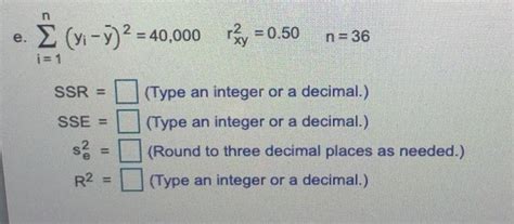 Solved Compute Ssr Sse S And The Coefficient Of