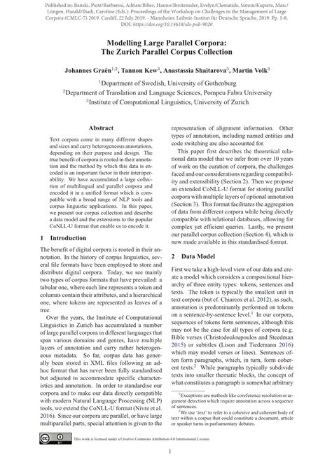 Pdf Modelling Large Parallel Corpora The Zurich Parallel Corpus