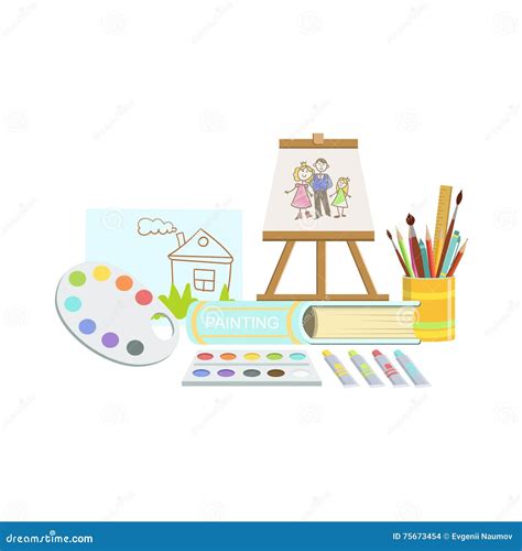 Painting Class Set Of Objects Stock Vector Illustration Of Aquarelle