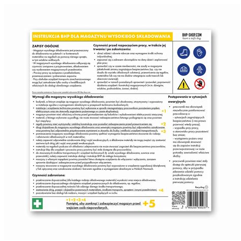 Instrukcja Bhp Dla Magazynu Wysokiego Składowania Esb In C 012 Bhp Shopcom