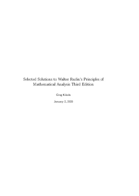 Rudinsol Asdf Selected Solutions To Walter Rudins Principles Of