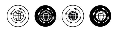 Globalization Icon Set World Network Trade Vector Symbol In A Black