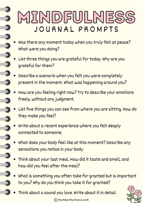 100 Mindfulness Journal Prompts Number Dyslexia