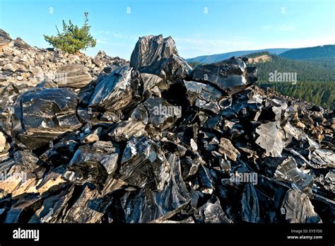 Obsidian Newberry Volcanic Monument Usa Casting Very Recent About
