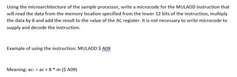 Using The Microarchitecture Of The Sample Processor Chegg