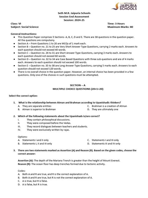 Class 6 Sst Revision Sheet Pdf Upanishads Brahman