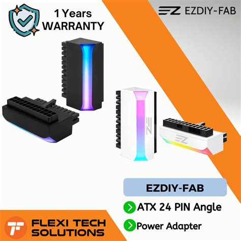 Flexi Tech Ezdiy Fab Atx 24 Pin Angle Adapter With Argb Module Black