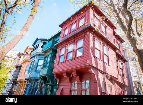 Historical Old Colorful Houses In Kuzguncuk Istanbul Turkey Detail