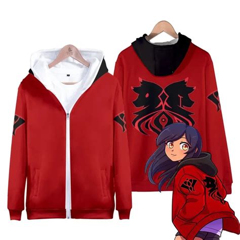 Aphmau Merch Hoodie Zipper Flame Purple And Red 3d Print Jacket Coat