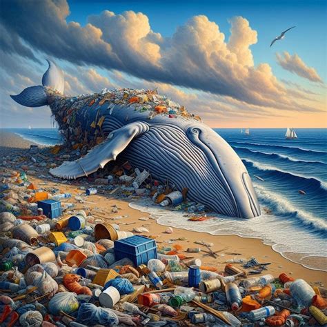 Premium Psd Hyper Realistic Vector Art Marine Waste Plastic Pollution
